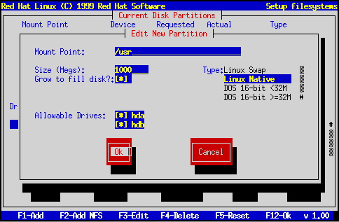 Partitioning Your Disk for Red Hat Linux